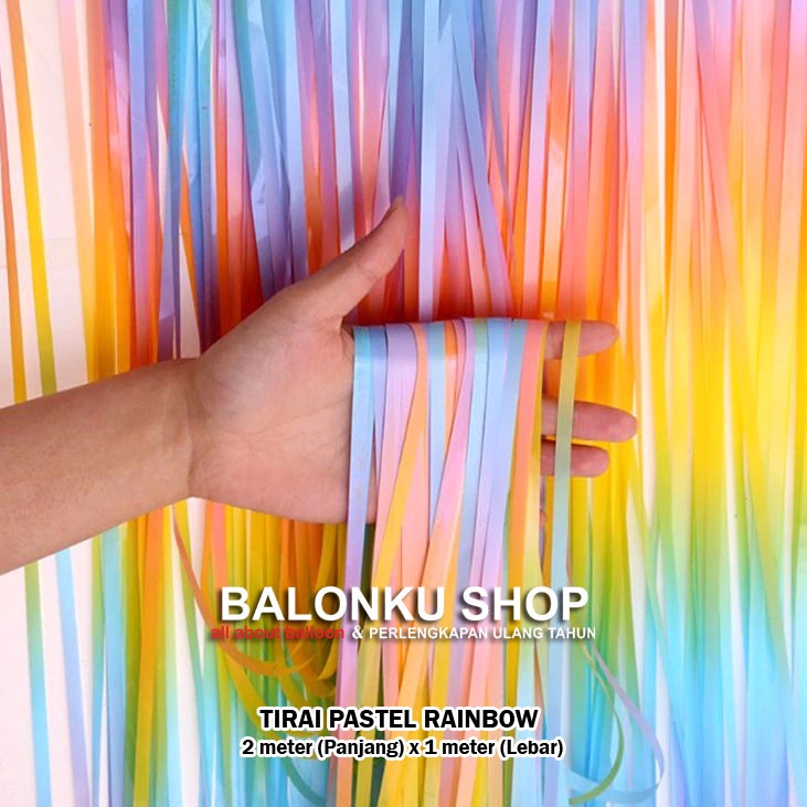 Jual Backdrop / Rumbai Foil / Curtain Foil / Tirai Foil Pastel Rainbow ...