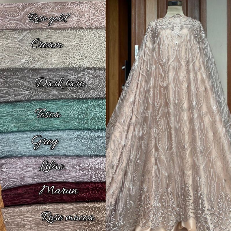 Jual kain tile, bahan kebaya, kain Lace, brokat halus, tile cord polos ...
