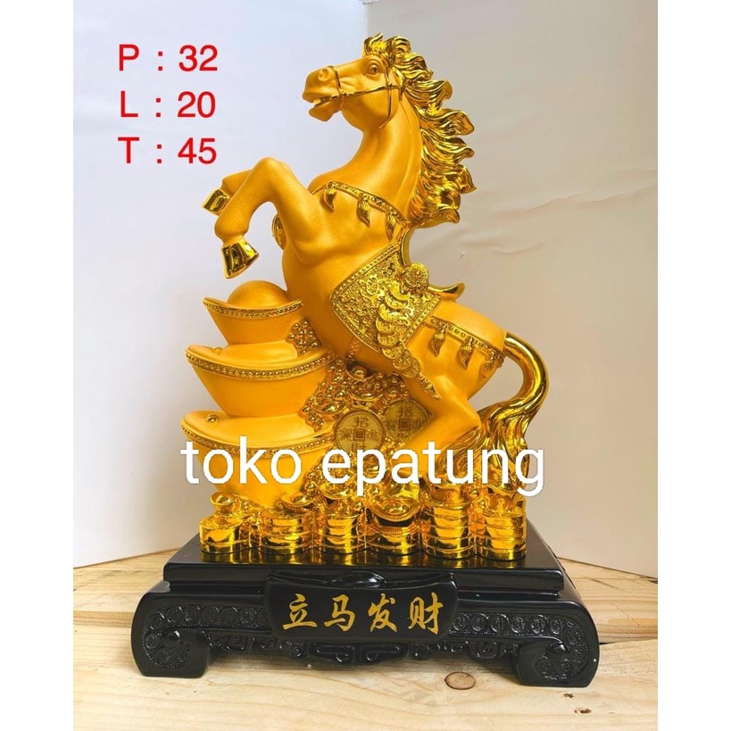 Jual pajangan kuda emas imlek / fengshui kuda - putih - tael - 45 cm ...
