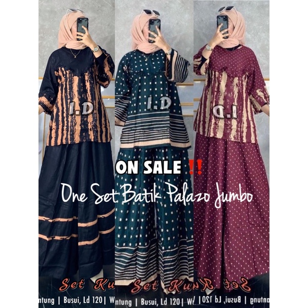 Jual One Set Kulot Batik Palazo (Jumbo) | Shopee Indonesia