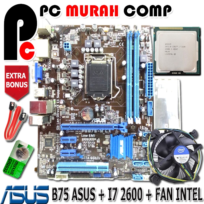 Jual PAKET MOTHERBOARD 1155 B75 PLUS PROCESSOR I7 2600 + FAN | Shopee Indonesia
