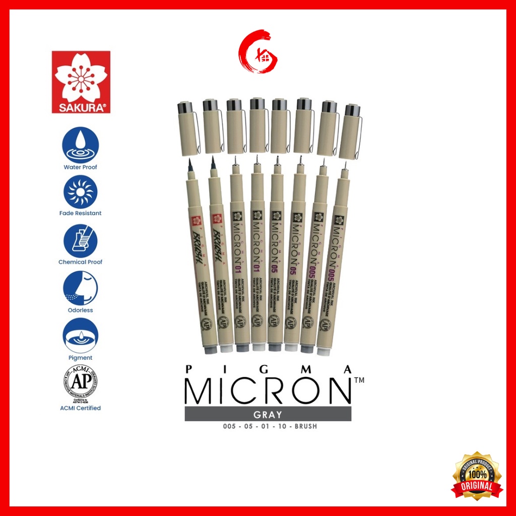 Jual SAKURA Pigma Micron Gray Color Pigment Ink Drawing Pen | Shopee ...