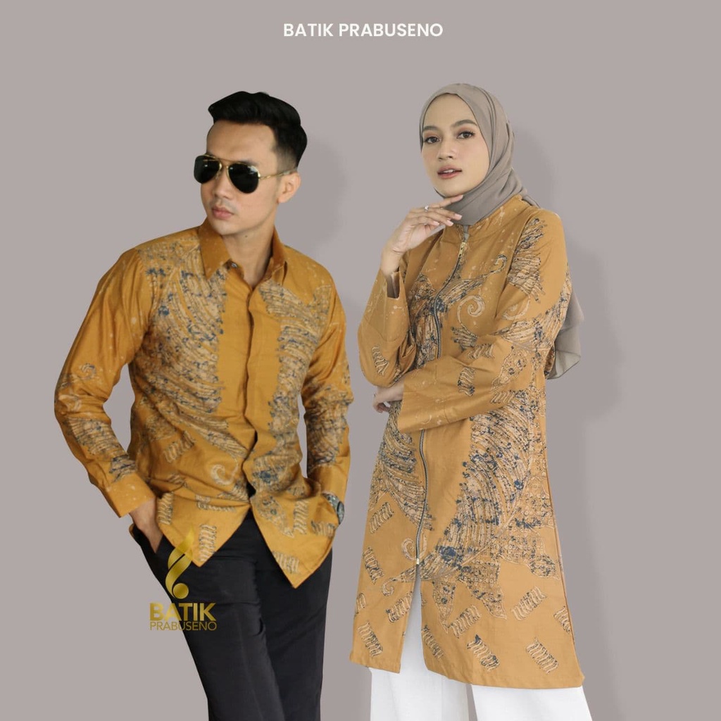 Jual Batik Prabuseno - UDARATI KUNING Baju Atasan Batik Couple Slim Fit ...