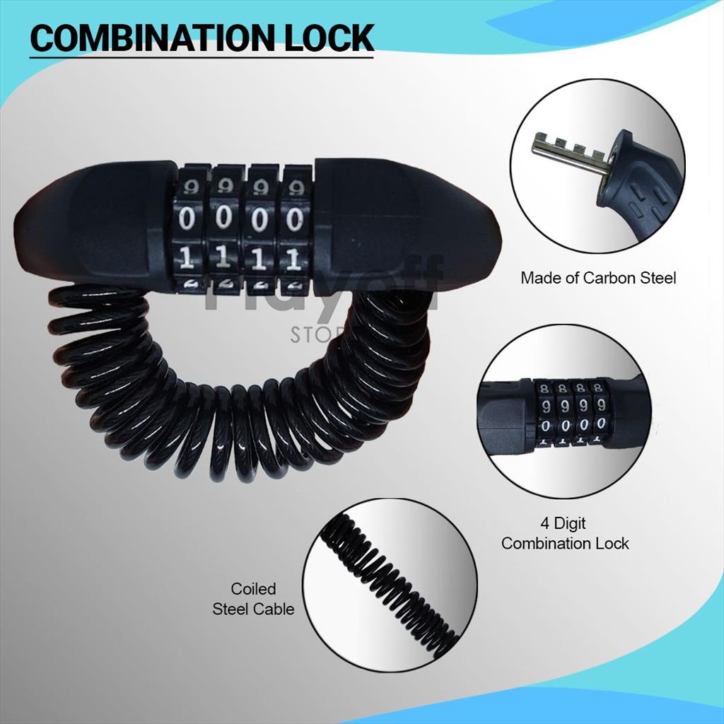 Jual Gembok Sepeda Kombinasi Fleksibel 4 Digit | Shopee Indonesia