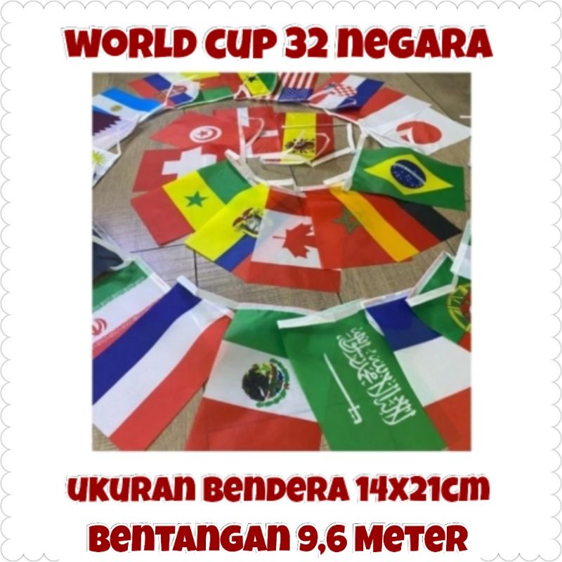 Jual Bendera World Cup Qatar 2022 / Bendera Renceng Piala Dunia Qatar ...