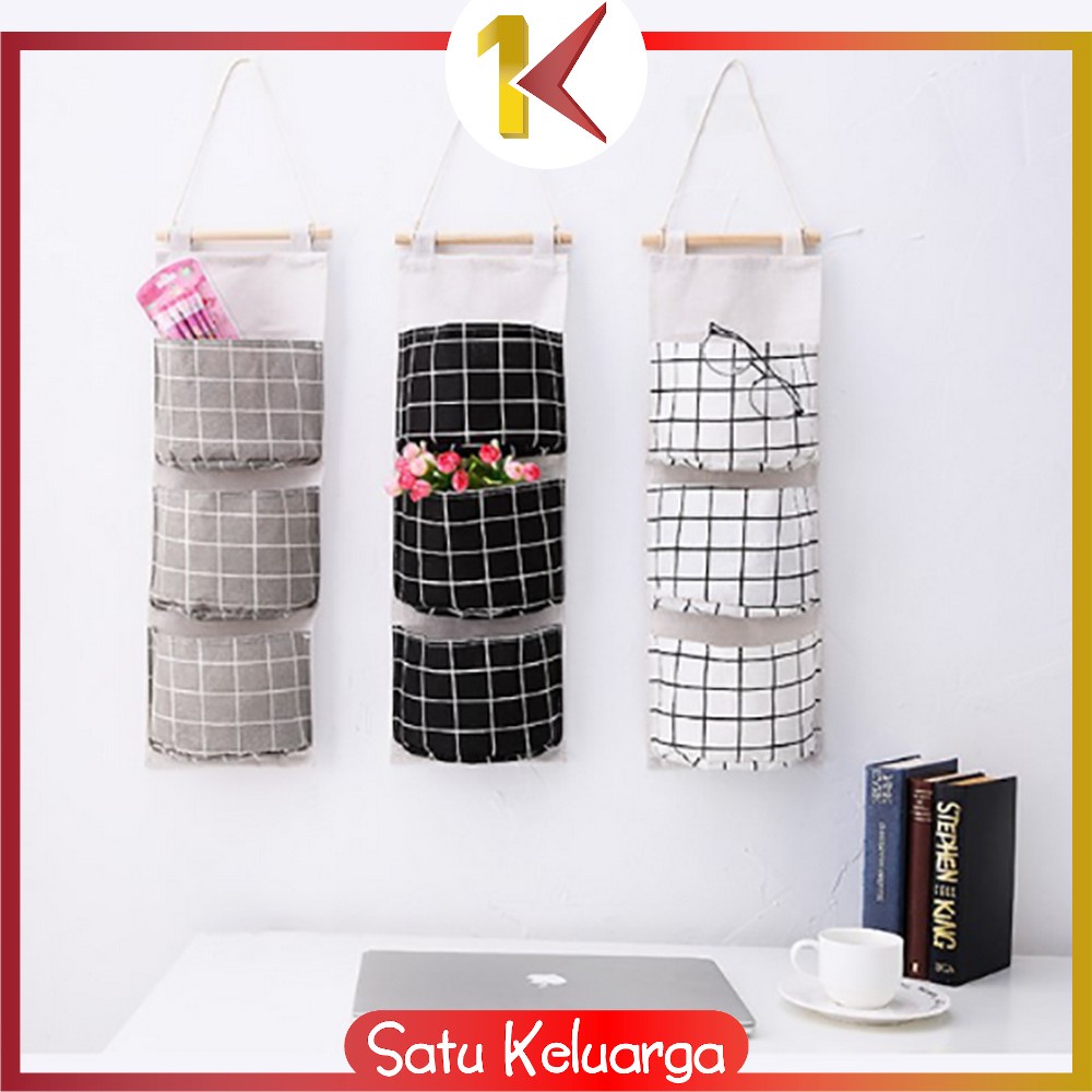 Jual SK-C733 Pouch Gantung 3 Sekat Multifungsi Bahan Kain Kanvas Motif ...