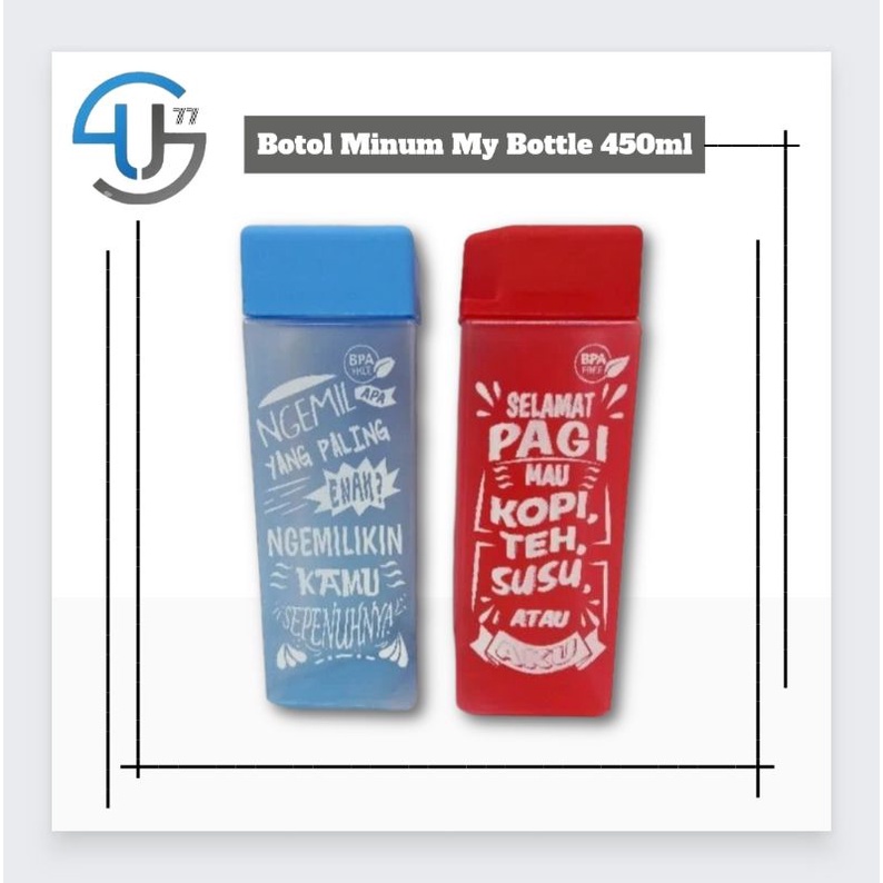 Jual US013 Botol Minum My Bottle Segi 450 ml Bpa Free By Toko Haji ...