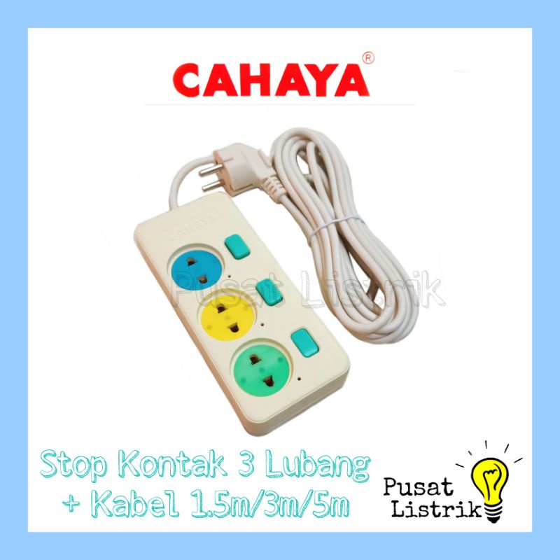 Jual Stop Kontak 3Lubang+Kabel 1.5M, 3M, 5M Cahaya Kuningan OnOff ...