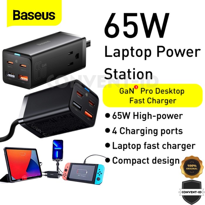Jual Baseus Charger Gan3 Pro 65W Usb Type C Pd Afc Desktop Power Strip 4In1 | Shopee Indonesia