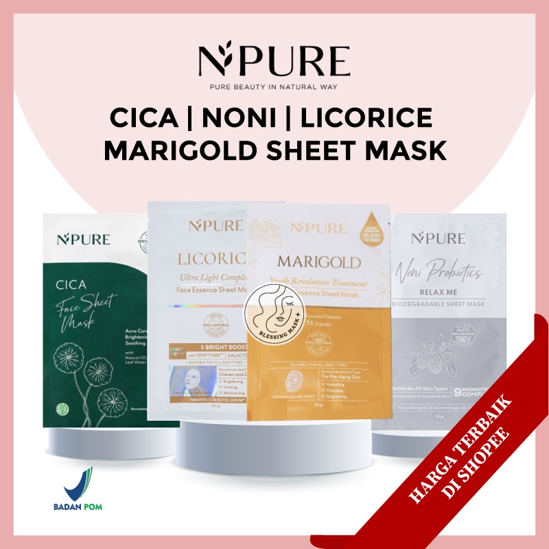 Jual NPURE Centella Asiatica Sheet Mask | NONI Probiotic Relax Me ...