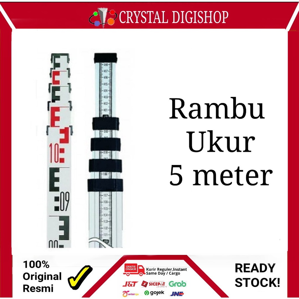Jual RAMBU MISTAR BAK UKUR 5M/5 METER/ LEVELLING/ALUMINIUM STAFF 5 M ...