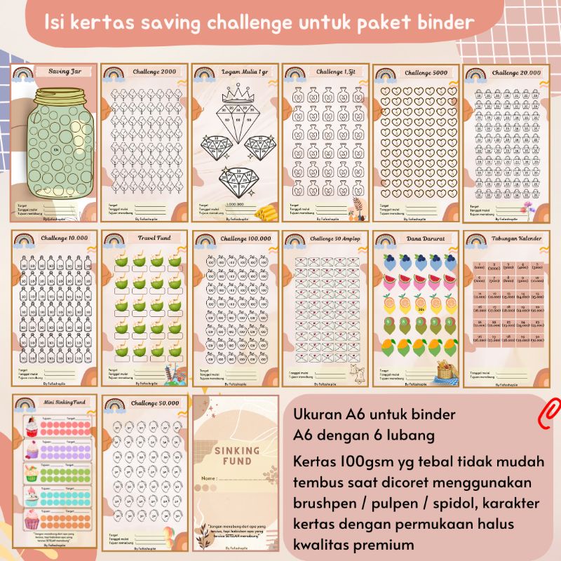 Jual Tantangan Menabung isi 15lembar (Uk A6) | Shopee Indonesia