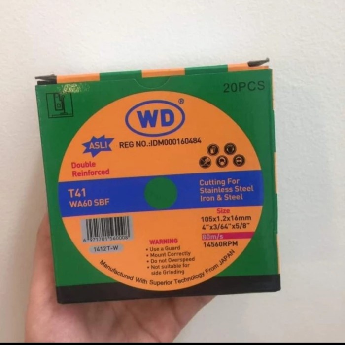 Jual WD 20pcs batu potong wd 4x1 kotak 20pc - cutting wheel WD 1 kotak ...
