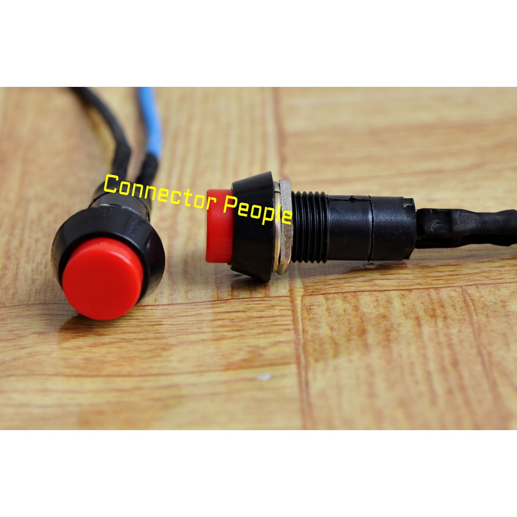 Jual PNP Saklar Push ON OFF Merah Tombol Switch Model Bulat + Kabel ...