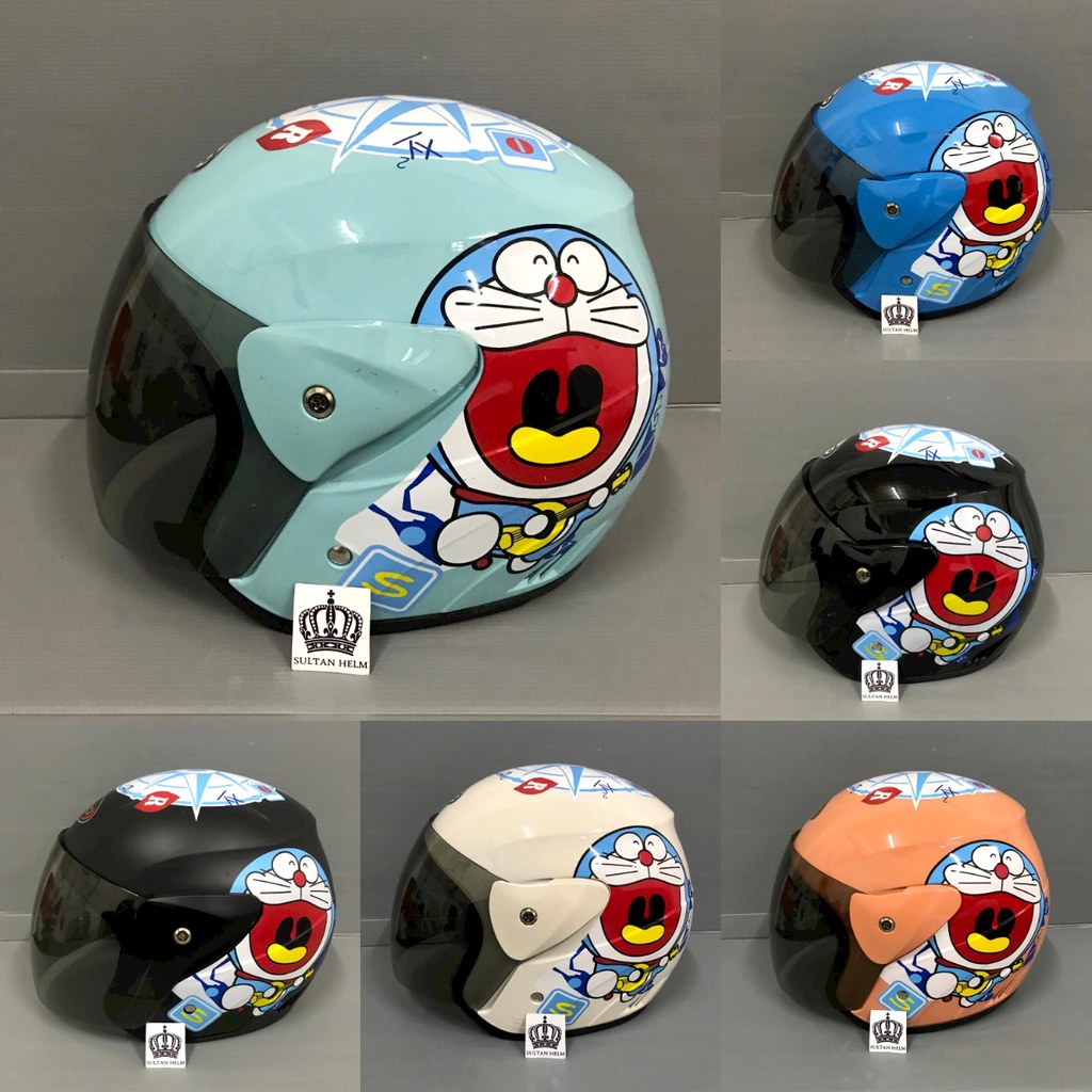 Jual HELM EVOLUTION MOTIF DORAEMON HALF FACE MODEL GM EVO | Shopee ...