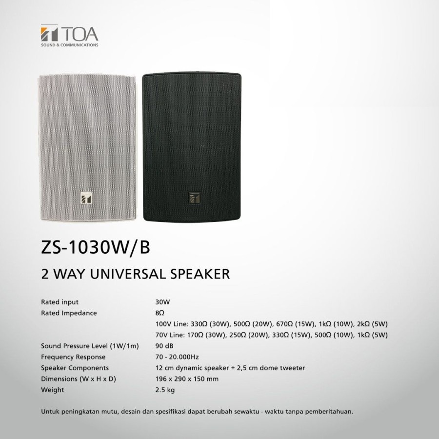 Jual TOA Colum Speaker ZS-1030W/B Universal Speaker | Shopee Indonesia