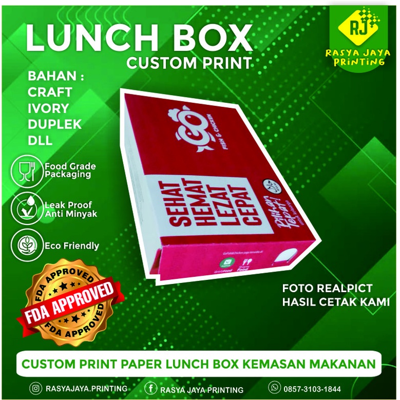 Jual Lunch Box Ayam / Box Nasi / Kotak Nasi Custom / Box Geprek / Box ...