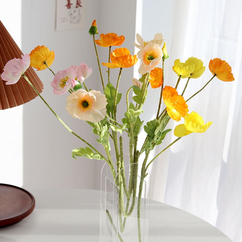 Jual 4 Kuntum Poppy 7 cm Tinggi 60 cm Artificial Flower Kain Popy Poppi ...
