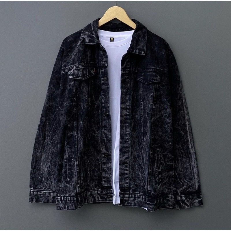 Jual JAKET JEANS SANWASH PRIA JAKET JEAN SNOW BLACK JAKET PRIA JAKET ...