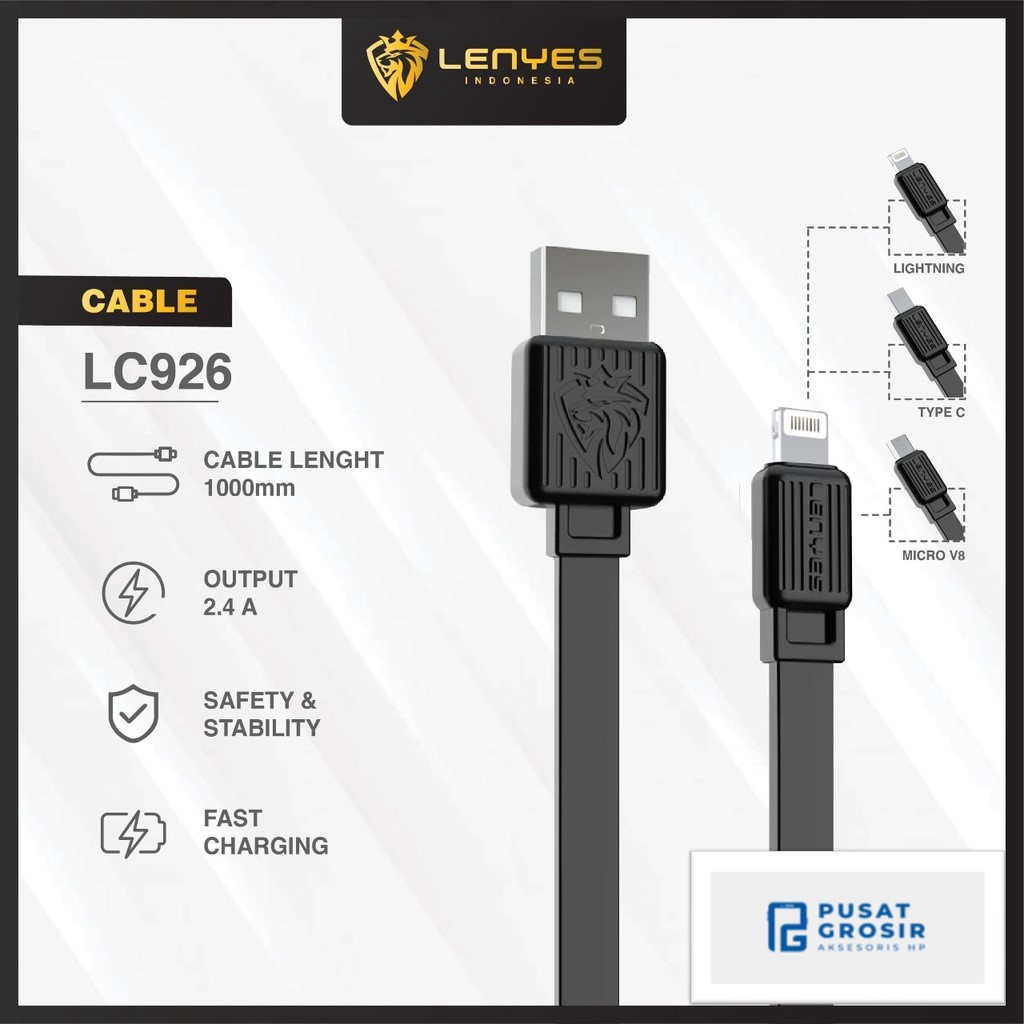 Jual Kabel LENYES LC926 2.4a anti putus fast charging universal sync data cable kabel cas ...