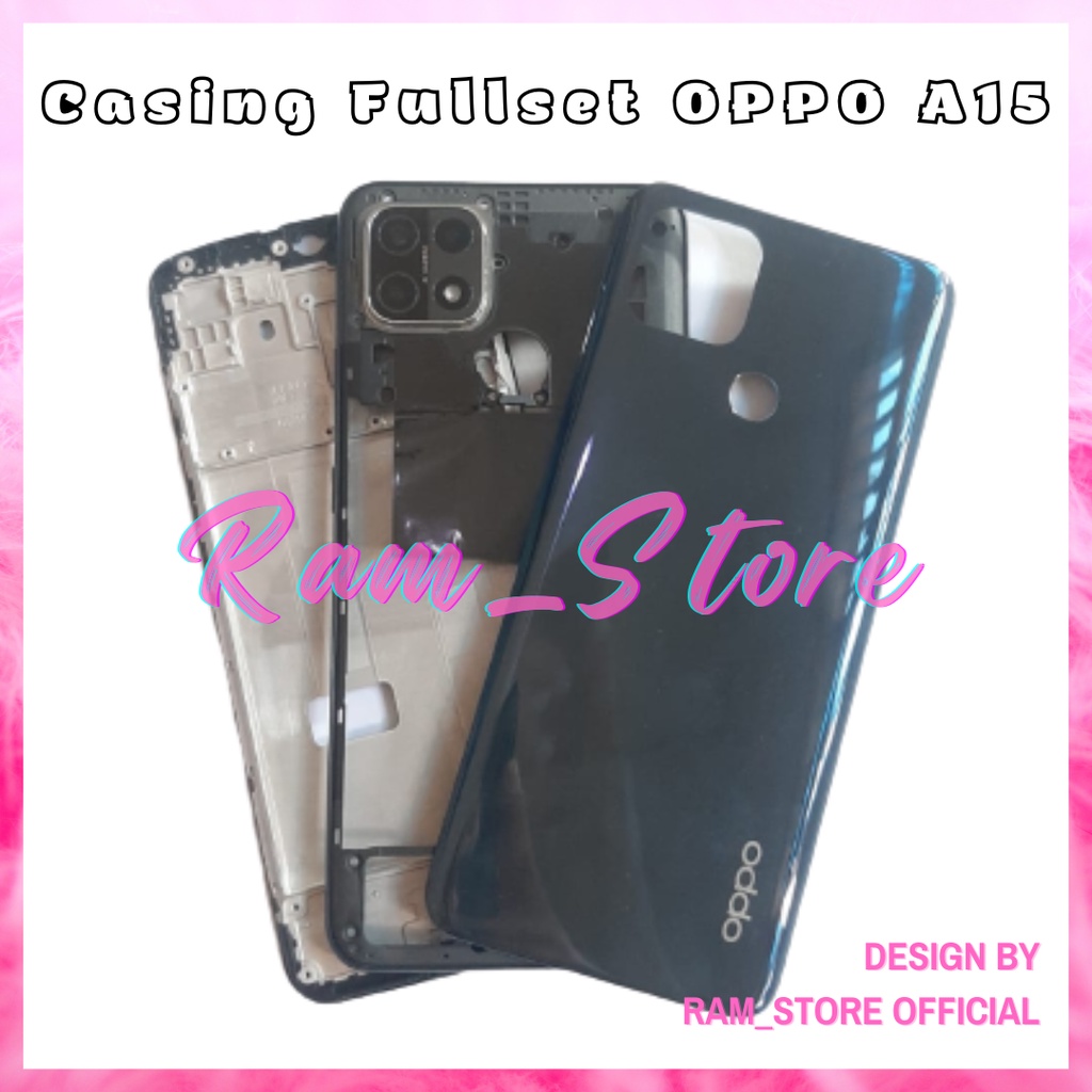 Jual Backdoor Plus Bazel + Frame Fullset OPPO A15 A15S Hitam Tulang ...