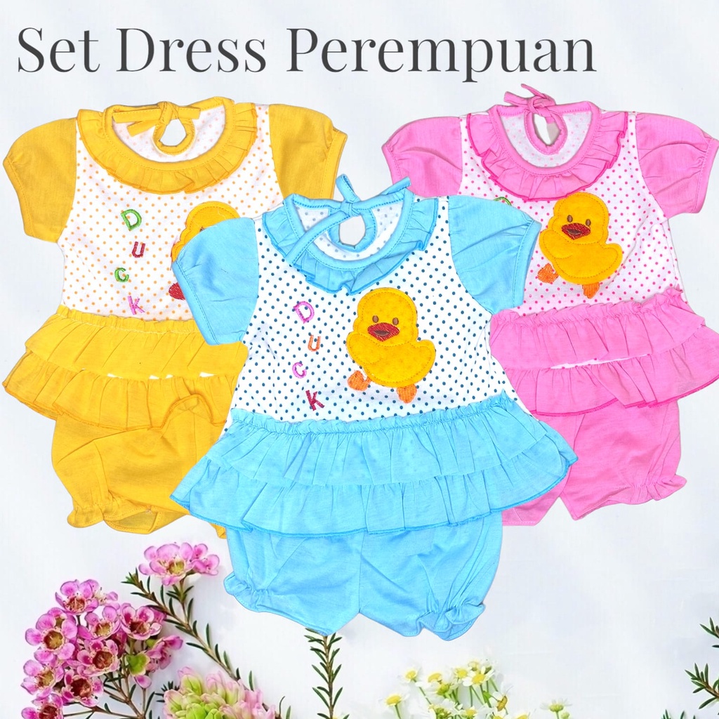 Jual Set Dress Baju Bayi Perempuan DUCK Newborn Baru Lahir Baju Anak ...