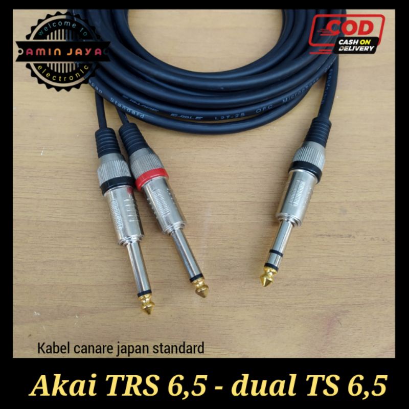 Jual Kabel jack TRS akai stereo 6,5 to dual akai mono kabel japan standard | Shopee Indonesia