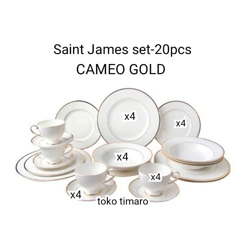 Jual SAINT JAMES CAMEO GOLD DINNER SET 20PCS | Shopee Indonesia