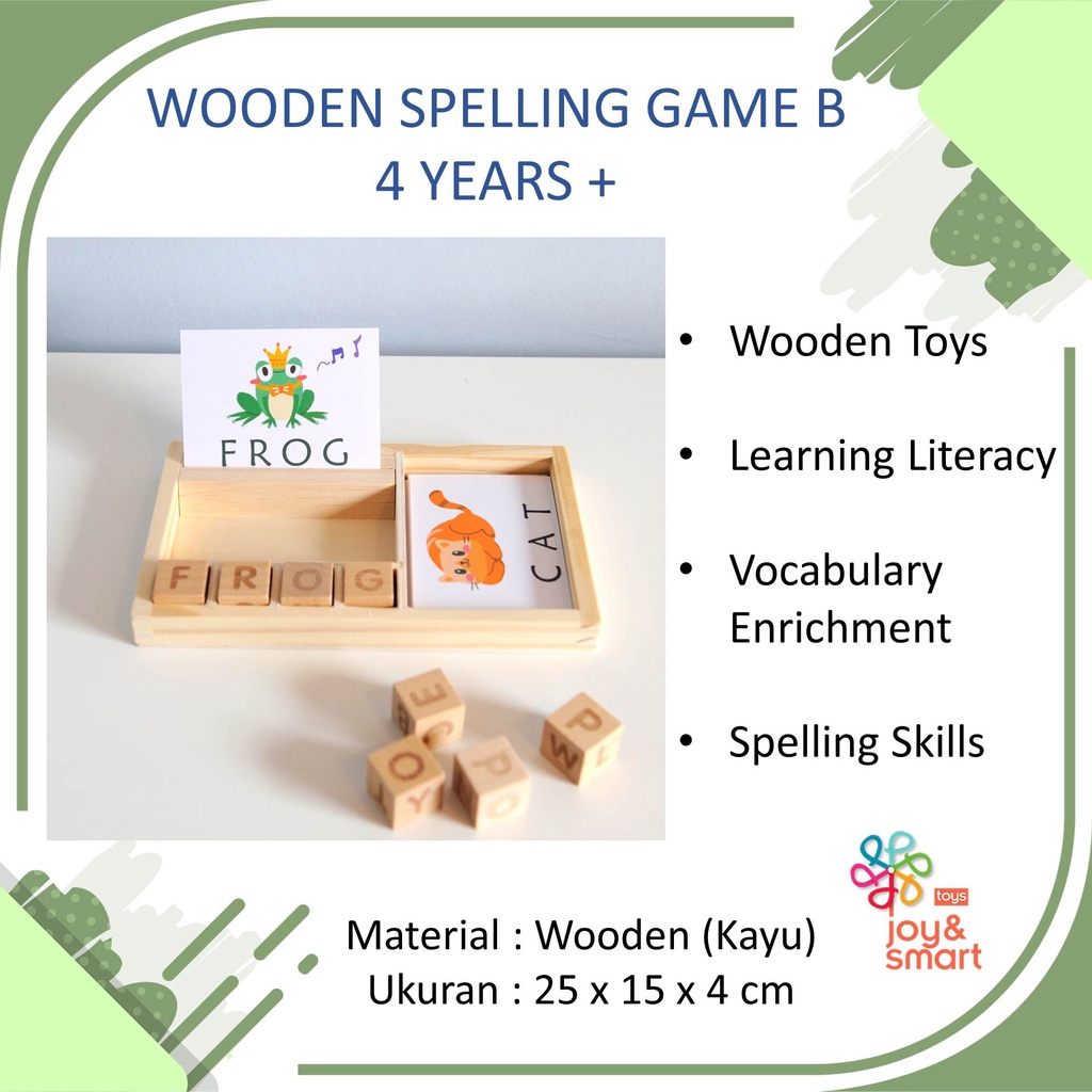 Jual JOY SMART TOYS WOODEN SPELLING GAME B LEARNING LITERACY BELAJAR ...