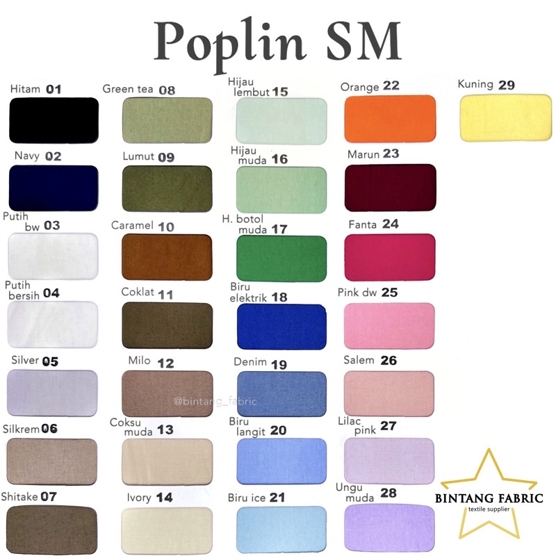 Jual Bahan Kain Cotton Katun Poplin SM Premium 0,5 meter | Shopee Indonesia