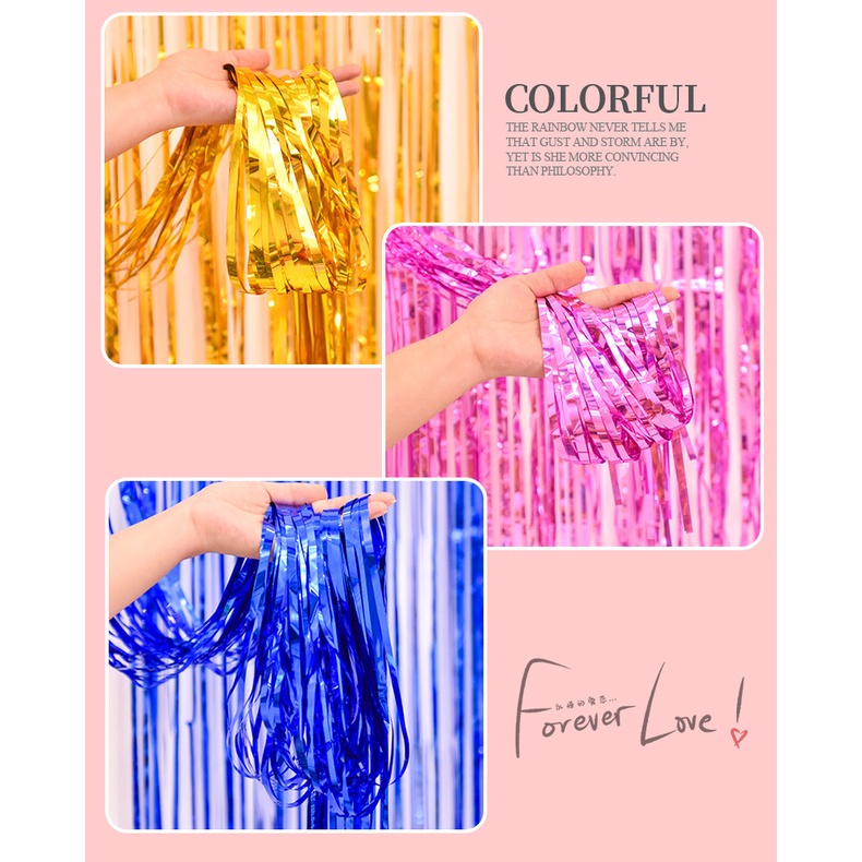 Jual Tirai Rumbai Plastik, Backdrop Tirai, Foil Curtain, Tirai Rumbai ...