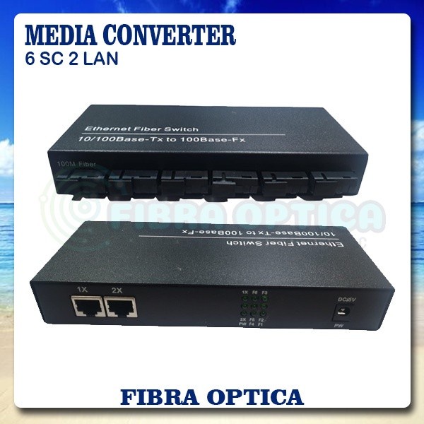 Jual Media Converter 6 Sc 2 Lan Ethernet Fiber Switch 6 Fo 2 Lan 10/100 | Shopee Indonesia