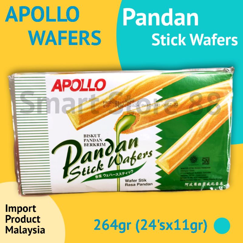 Jual APOLLO STICK WAFER PANDAN ISI 24 BISKUIT STIK WAFER KRIM PANDAN ...