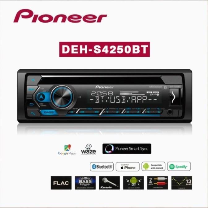 Jual Head Unit Tape Mobil Single Din Pioneer Deh-S4250Bt Cd Usb Bluetooth | Shopee Indonesia
