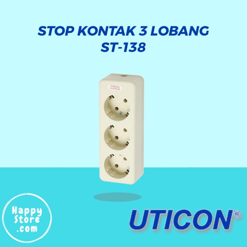 Jual Stop Kontak UTICON 3 Lobang ST-138 | Shopee Indonesia