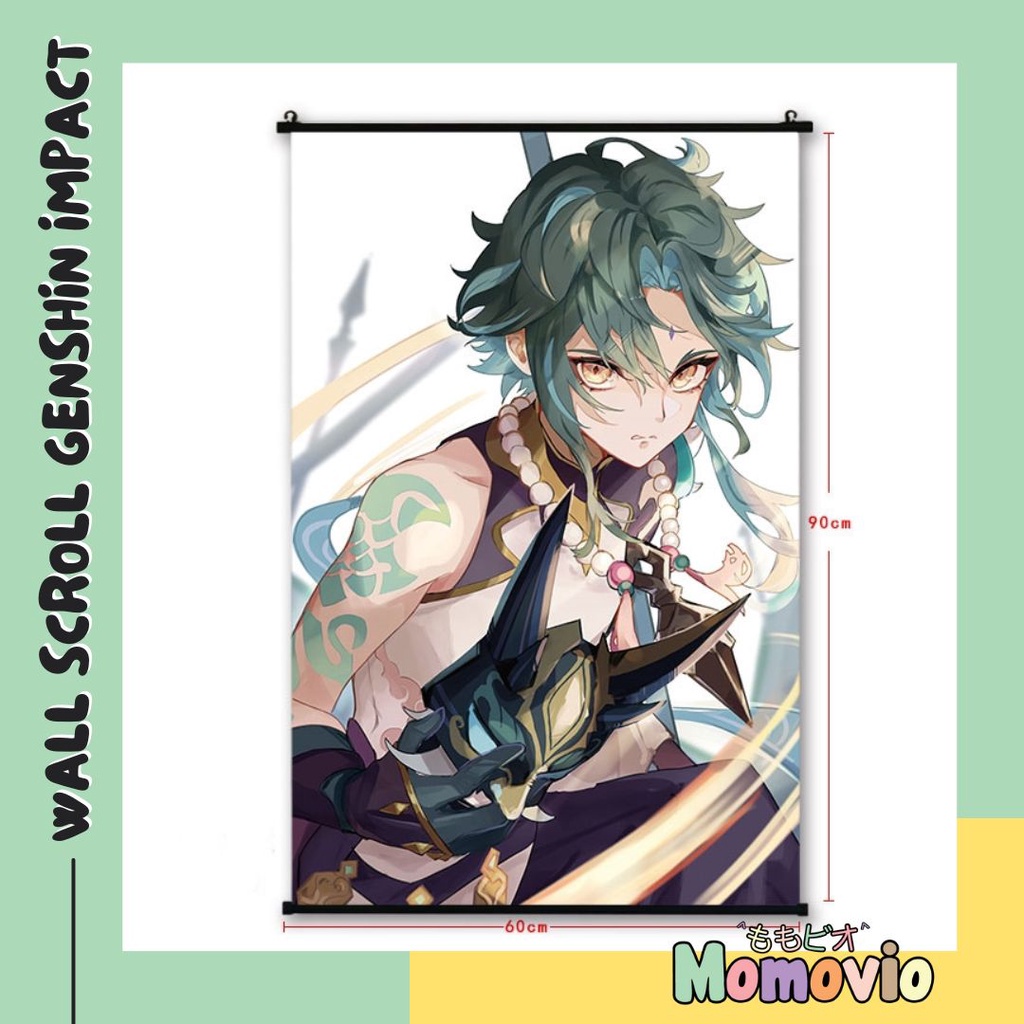 Jual Genshin Impact Wall Scroll Poster 60x90cm Raiden Shogun Zhongli ...