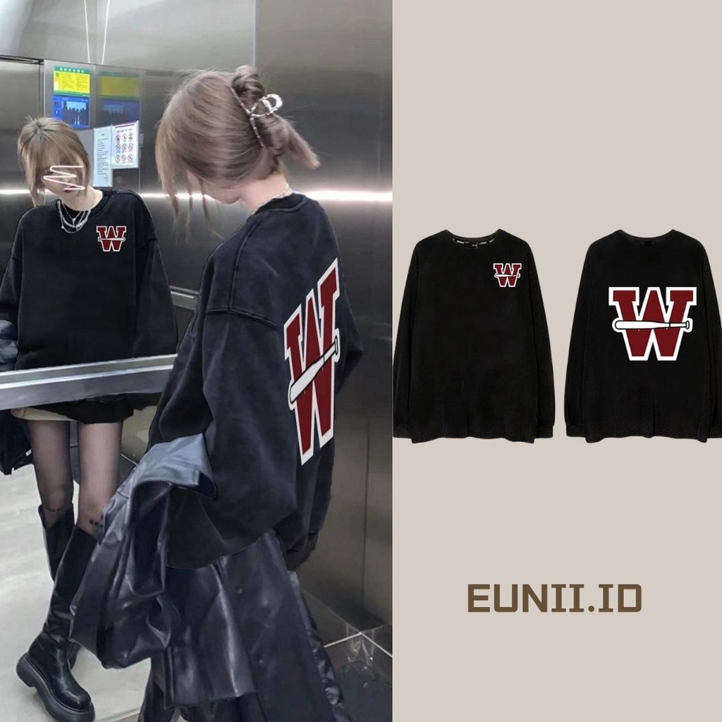 Jual Sweater Lengan Panjang Baseball Big W Korean Style/Hoodie Oversize ...