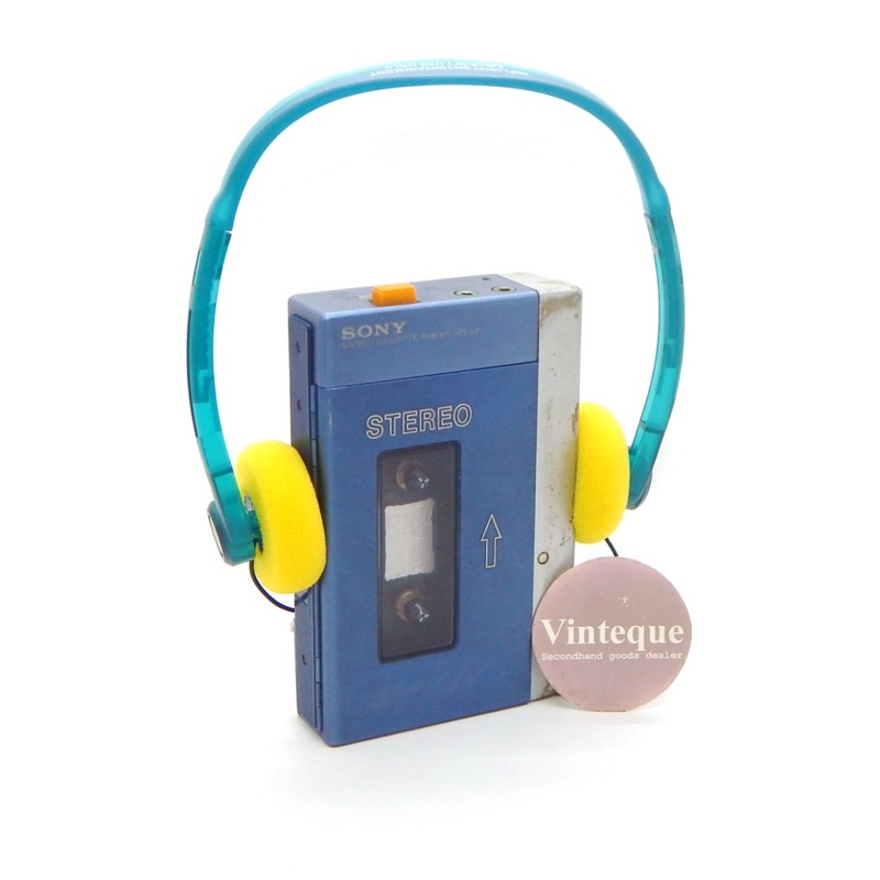 Jual Headphone Walkman Vintage Antik Frame Biru Busa Kuning Rare ...