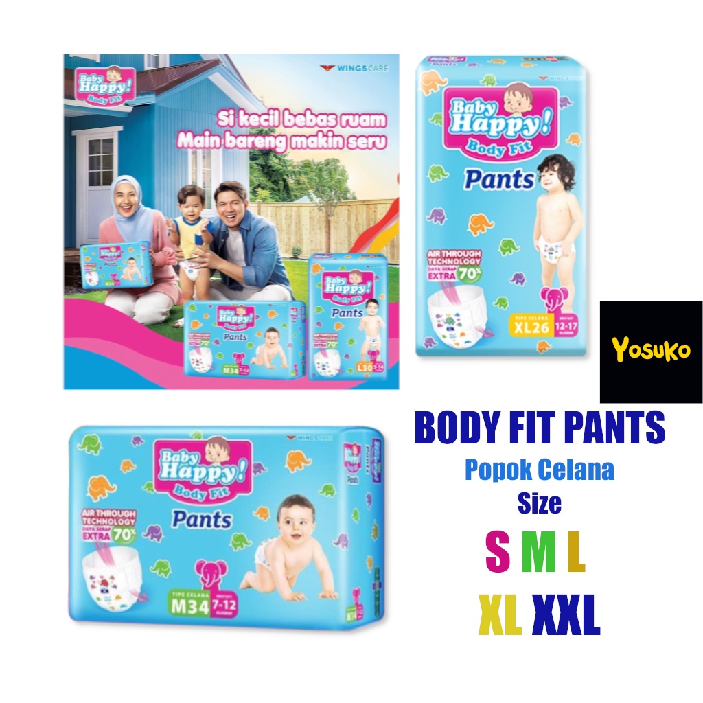 Jual Baby Happy Popok Type Celana S M L XL Diapers Yosuko | Shopee ...
