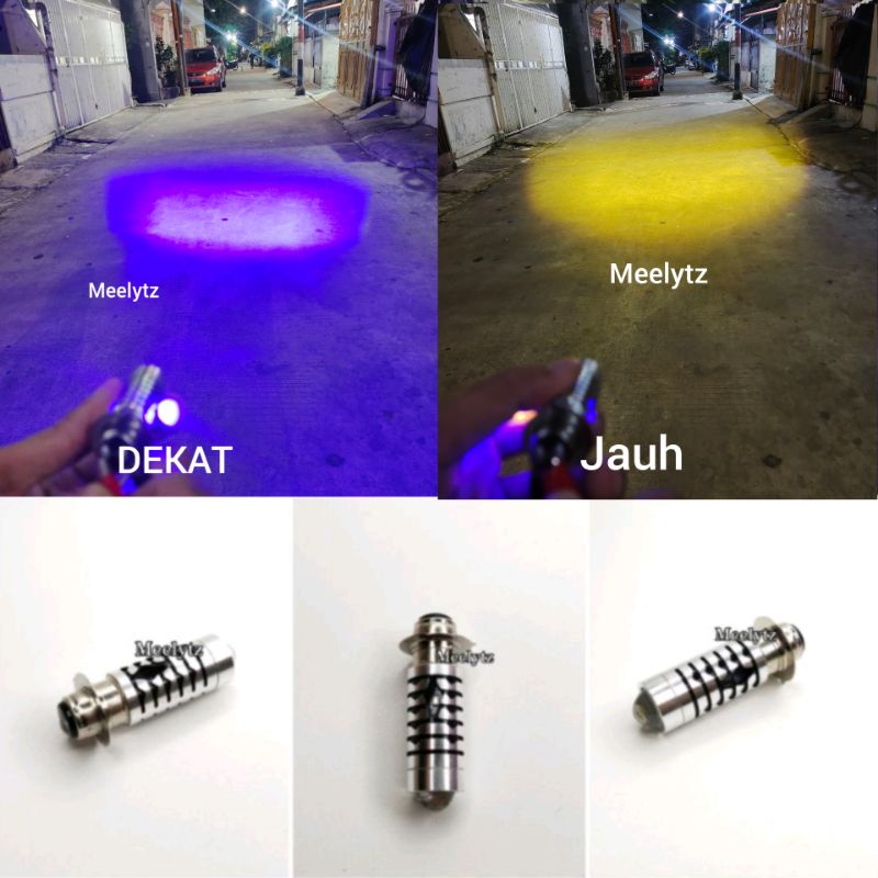 Jual Lampu utama Led H6 laser jauh dekat putihkuning plus senja biru ...