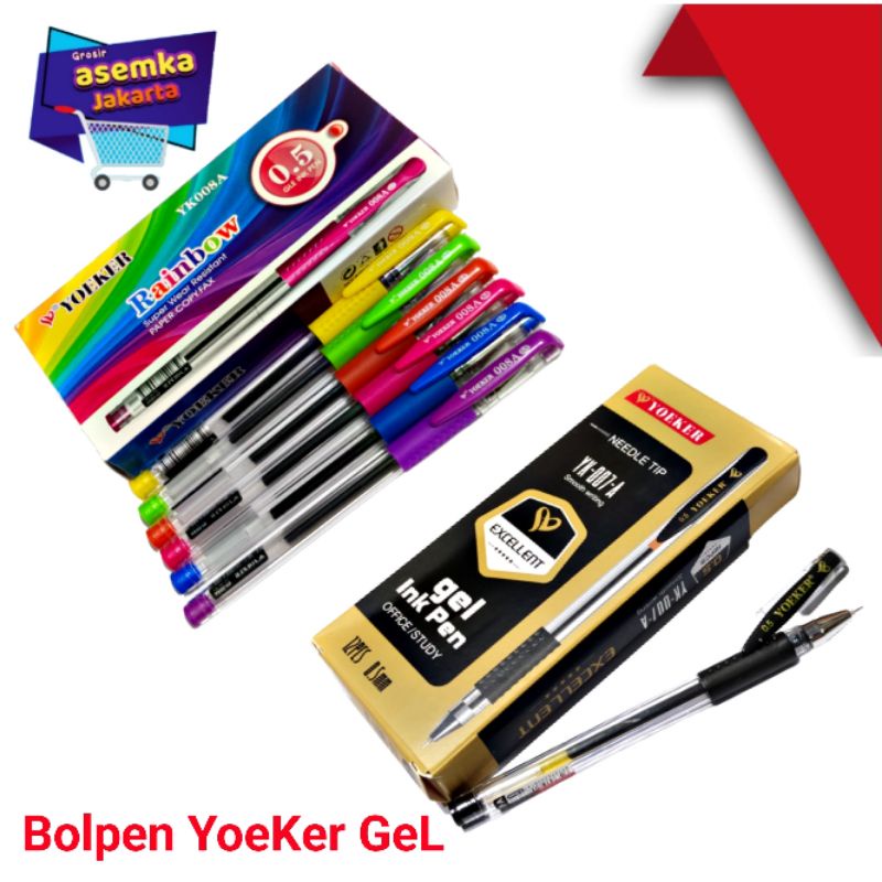 Jual Bolpen Pulpen Tinta Gel YoeKer 12pcs | Shopee Indonesia