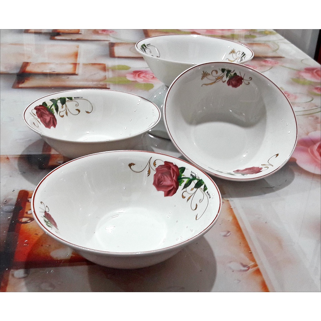 Jual Mangkok keramik Rose Merah Mangkok motif bunga Per 1pcs | Shopee ...