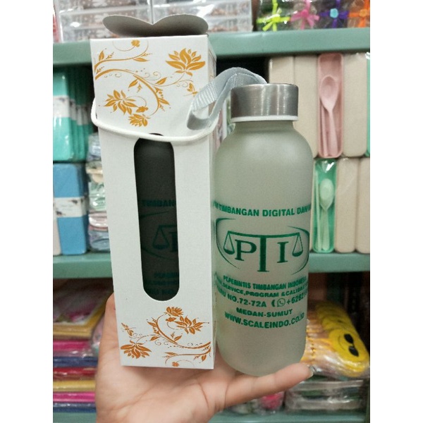 Jual 50 pcs souvenir tumbler/Botol kaca doff 420 ml custom sablon kemas ...