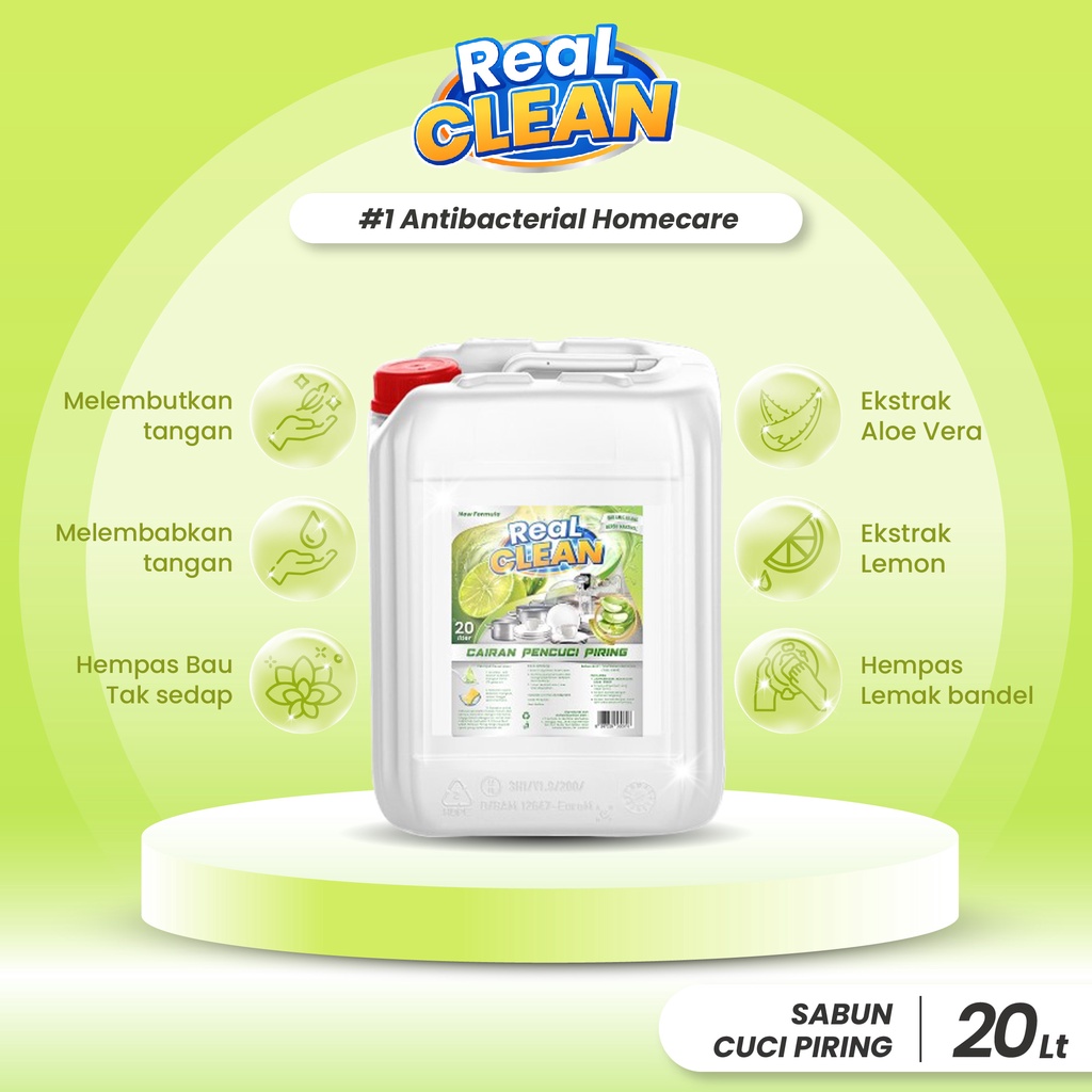 Jual Real Clean Sabun Cuci Piring Extra FRESH LIME & ALOE VERA 20 Liter ...