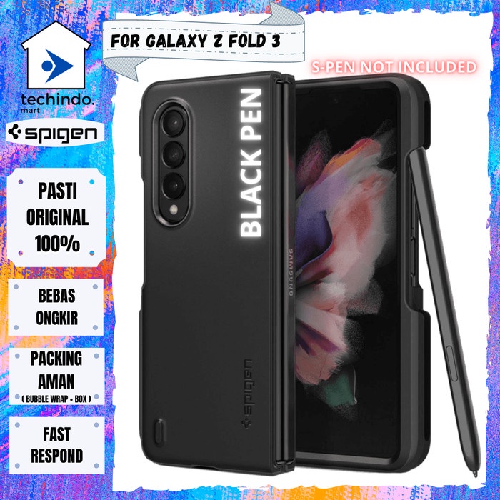 Jual {YosuaStore} Case Samsung Galaxy Z Fold 3 Spigen Thin Fit Pen Hardcase Slim Casing - BLACK ...