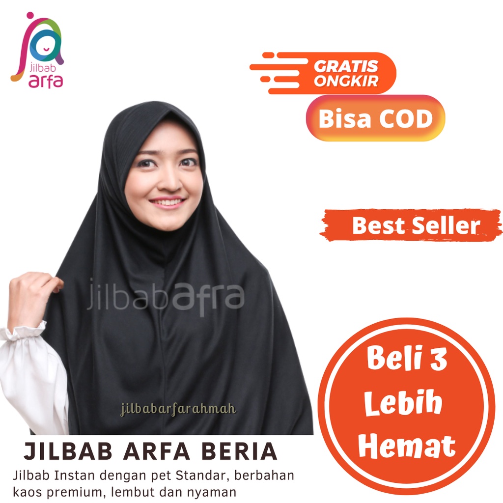 Jual Jilbab Afra (Arfa) Beria Ukuran 2XL Bergo Pet Standar Hijab Instan Bahan Kaos, Adem Bisa ...