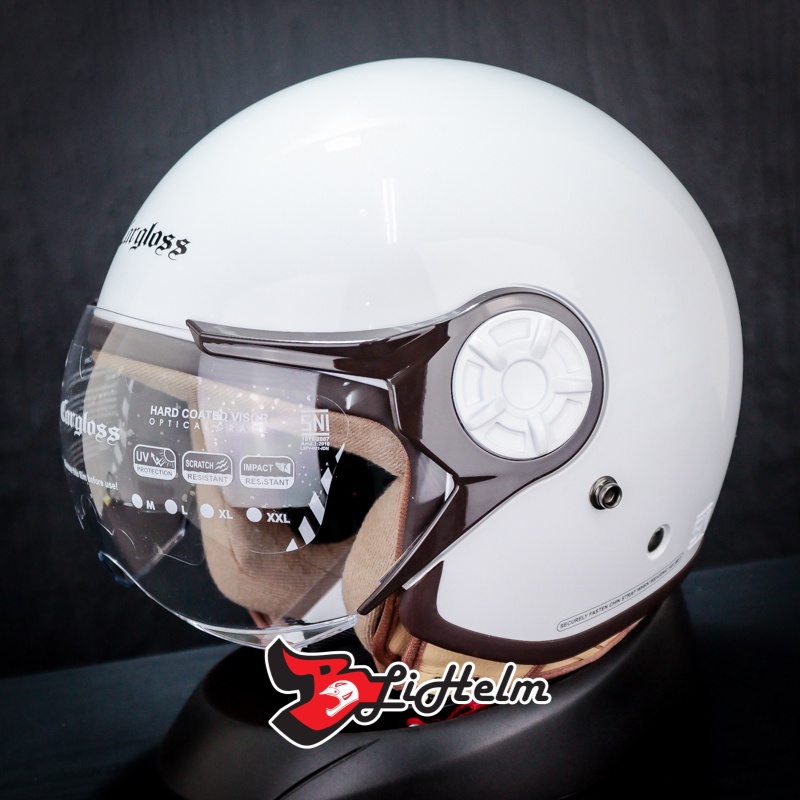 Jual RETRO HELM CARGLOSS YRH WHITE GLOSSY | HELM HIJAB ORIGINAL ...