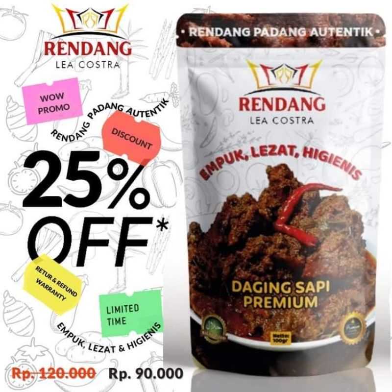 Jual RENDANG PADANG AUTENTIK DAGING PREMIUM (TOP SIDE) 300gr (9 potong ...