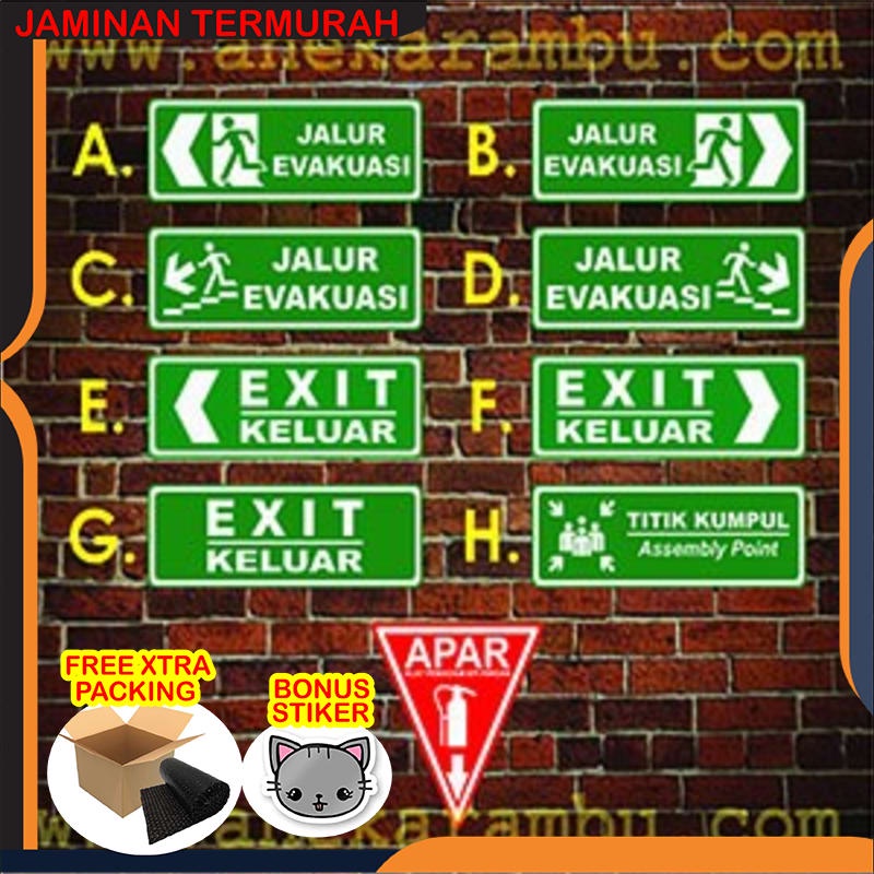 Jual Murah Sign Jalur Evakuasi dan Rambu Exit. Acrylic Ukuran 30 x 15 cm Keren | Shopee Indonesia