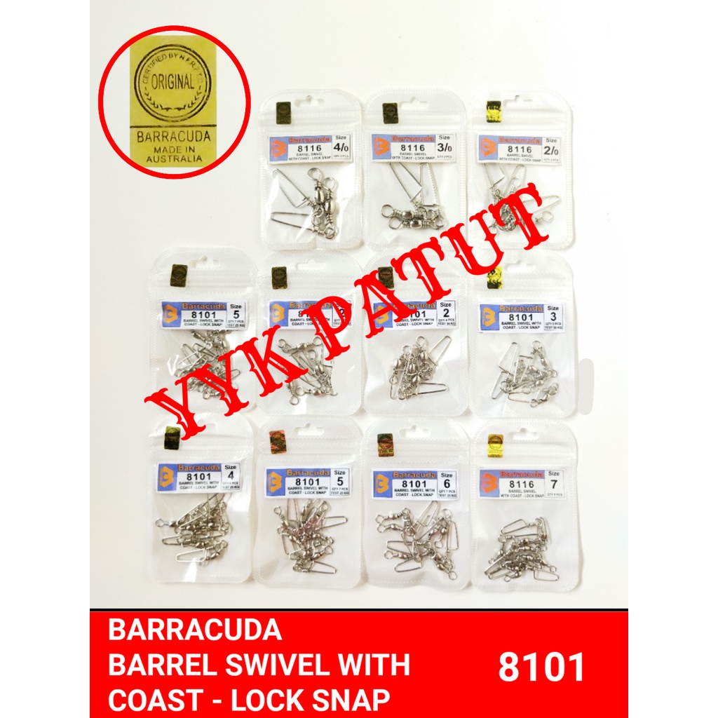 Jual baut 8101 BARRACUDA barrel swivel with coast lock snap pancing ...